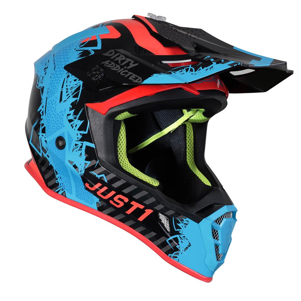 Just1 J38 MASK - Blå/Rød/Sort, S/56 Mye crosshjelm for pengene! - Ruco ...